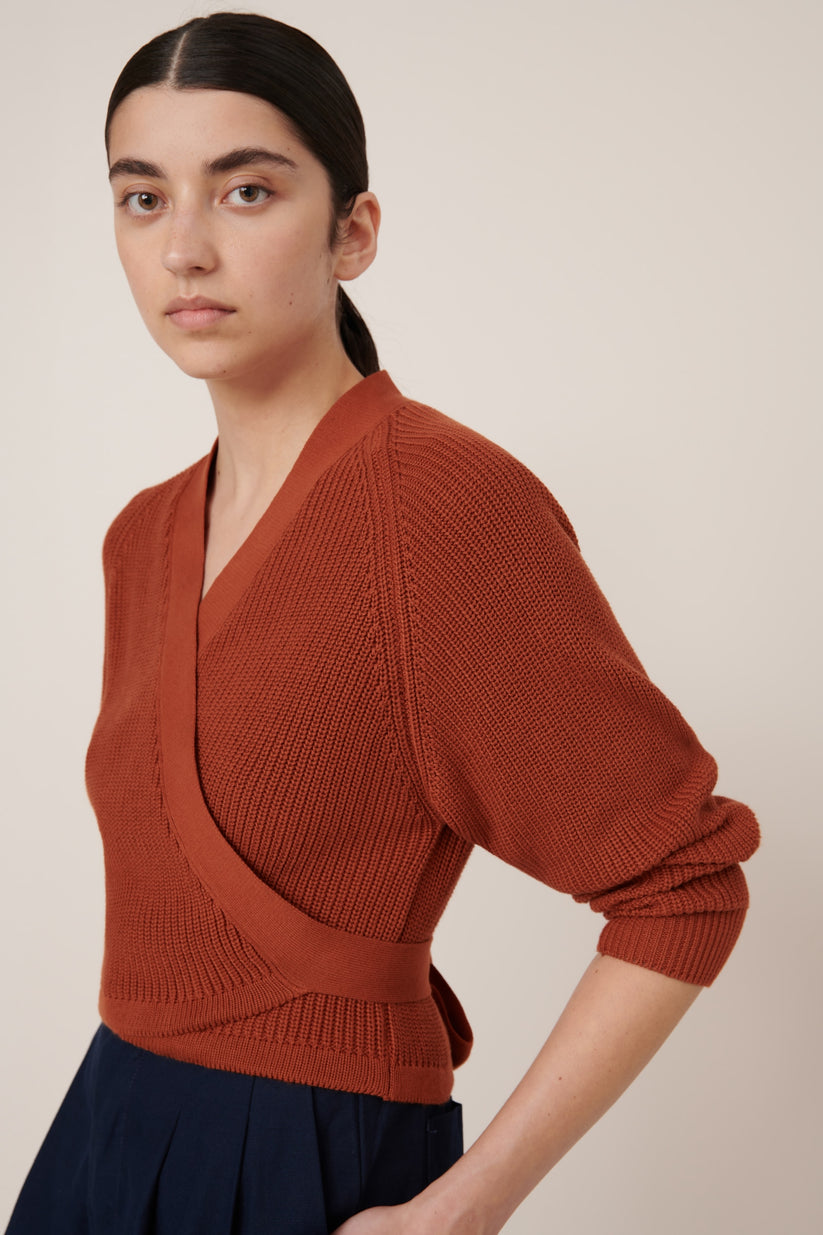 Shop Composure Cardigan - Clay Red | Kowtow Clothing | Kowtow