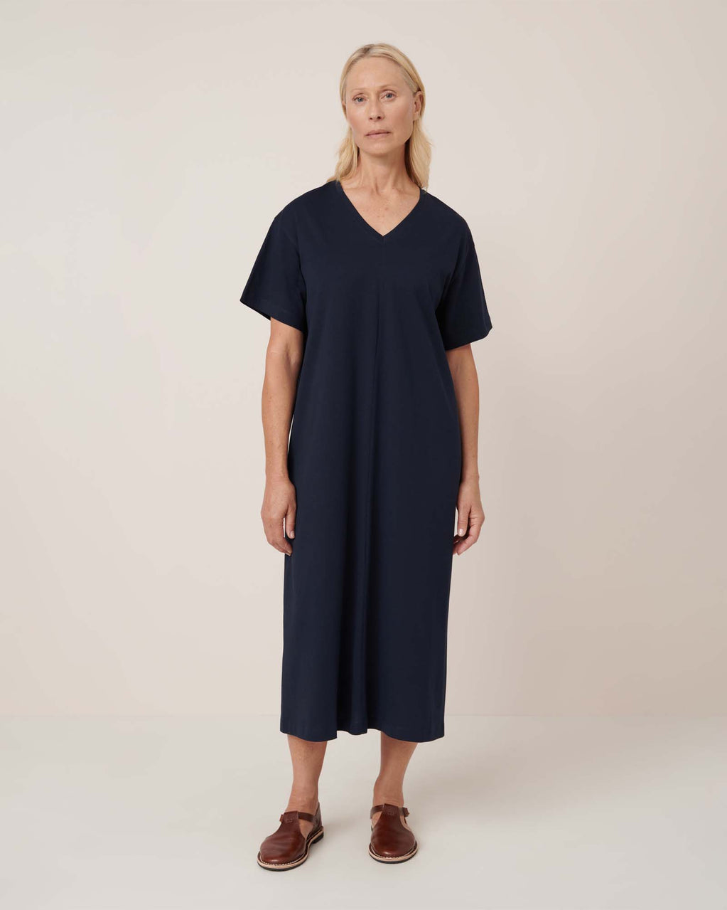 Shop Building Block Unity Tee Dress - Navy | Kowtow Clothing | Kowtow